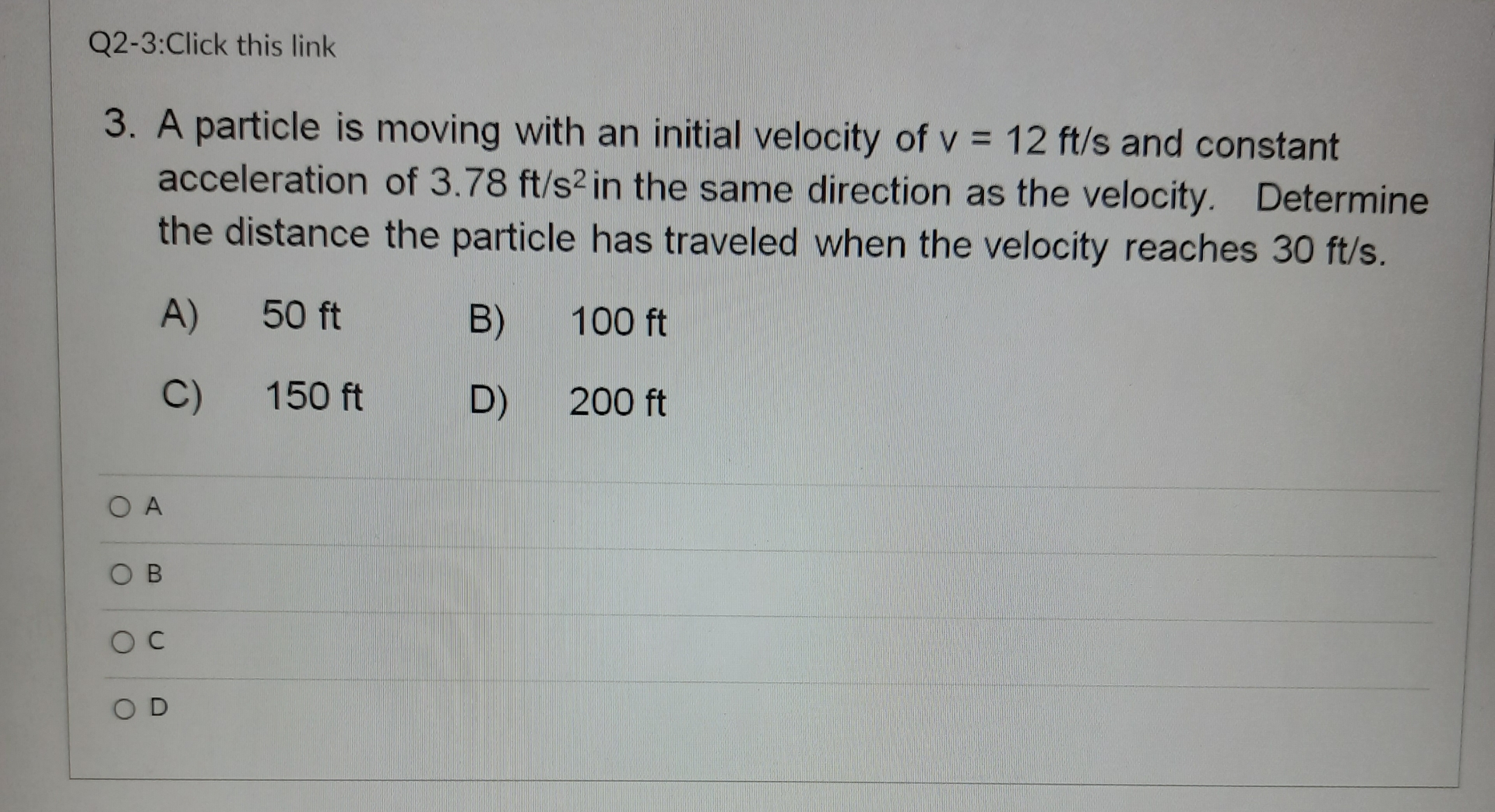 Solved Q2-3:Click this link3. ﻿A particle is moving with an | Chegg.com