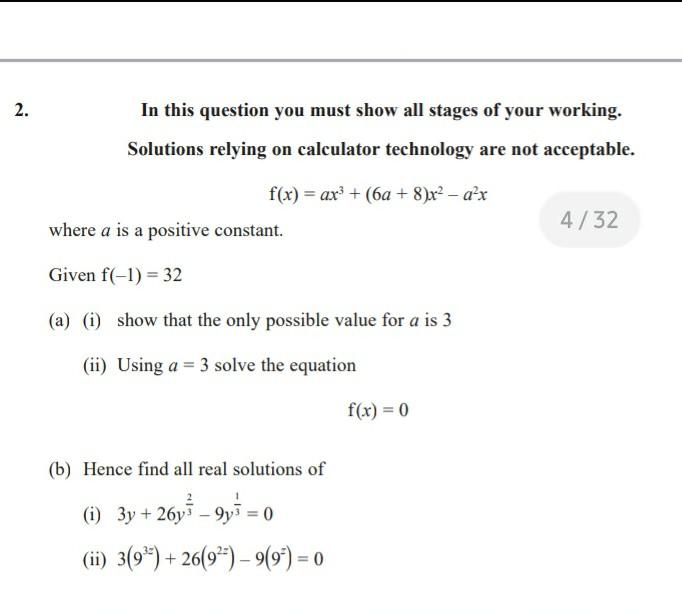 Solved 2. In this question you must show all stages of your | Chegg.com