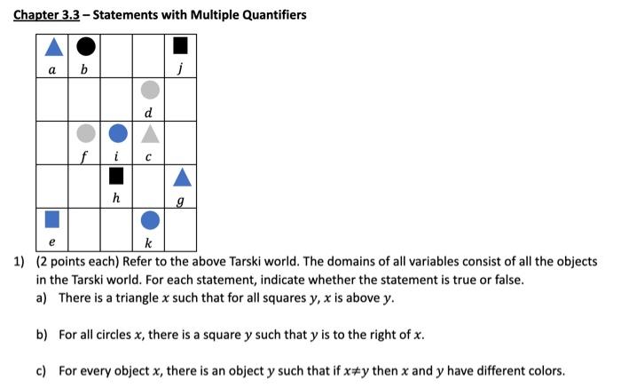 Solved Chapter 3.3-Statements with Multiple Quantifiers 1) | Chegg.com