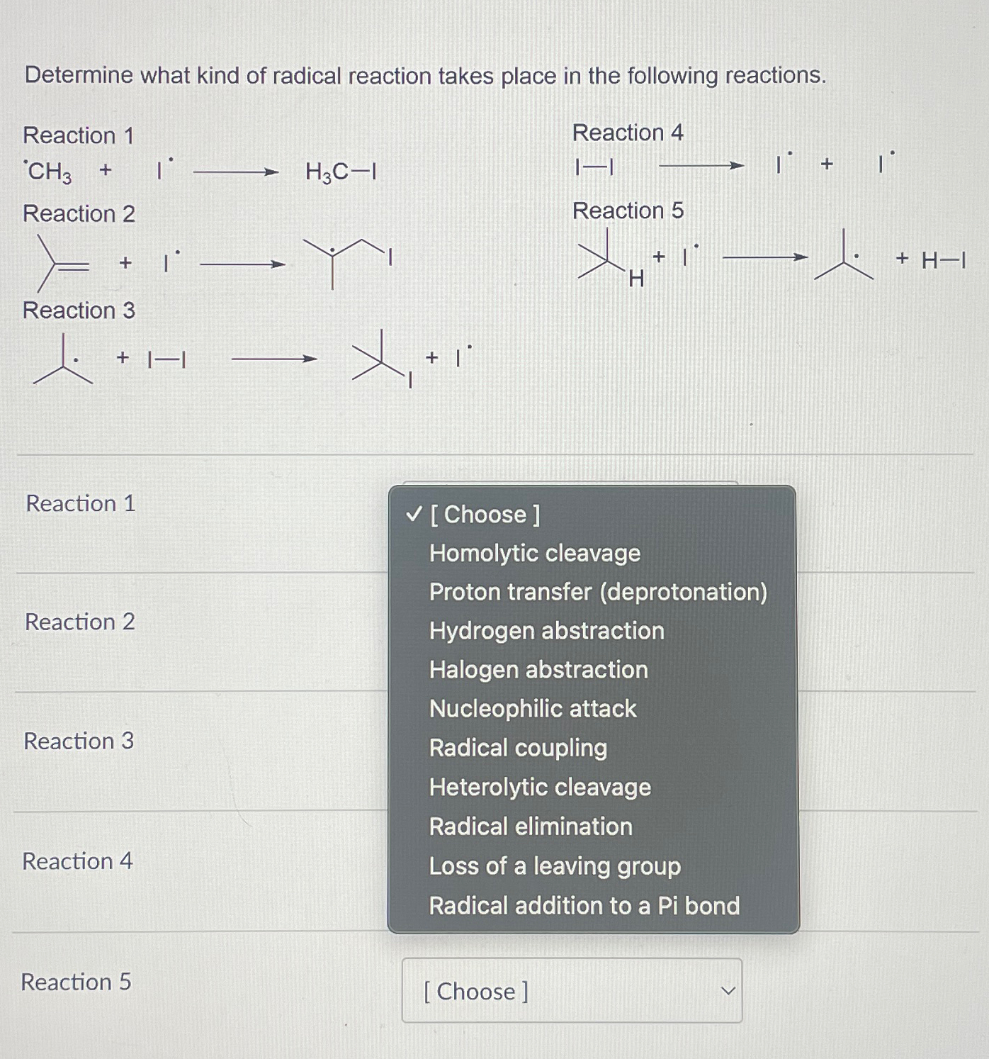 Solved Determine what kind of radical reaction takes place | Chegg.com