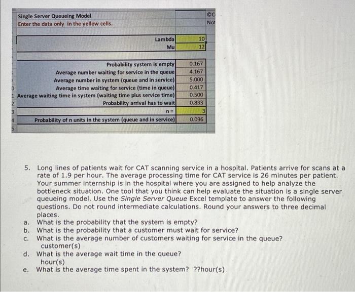 Solved Single Server Queueing Model Enter The Data Only In