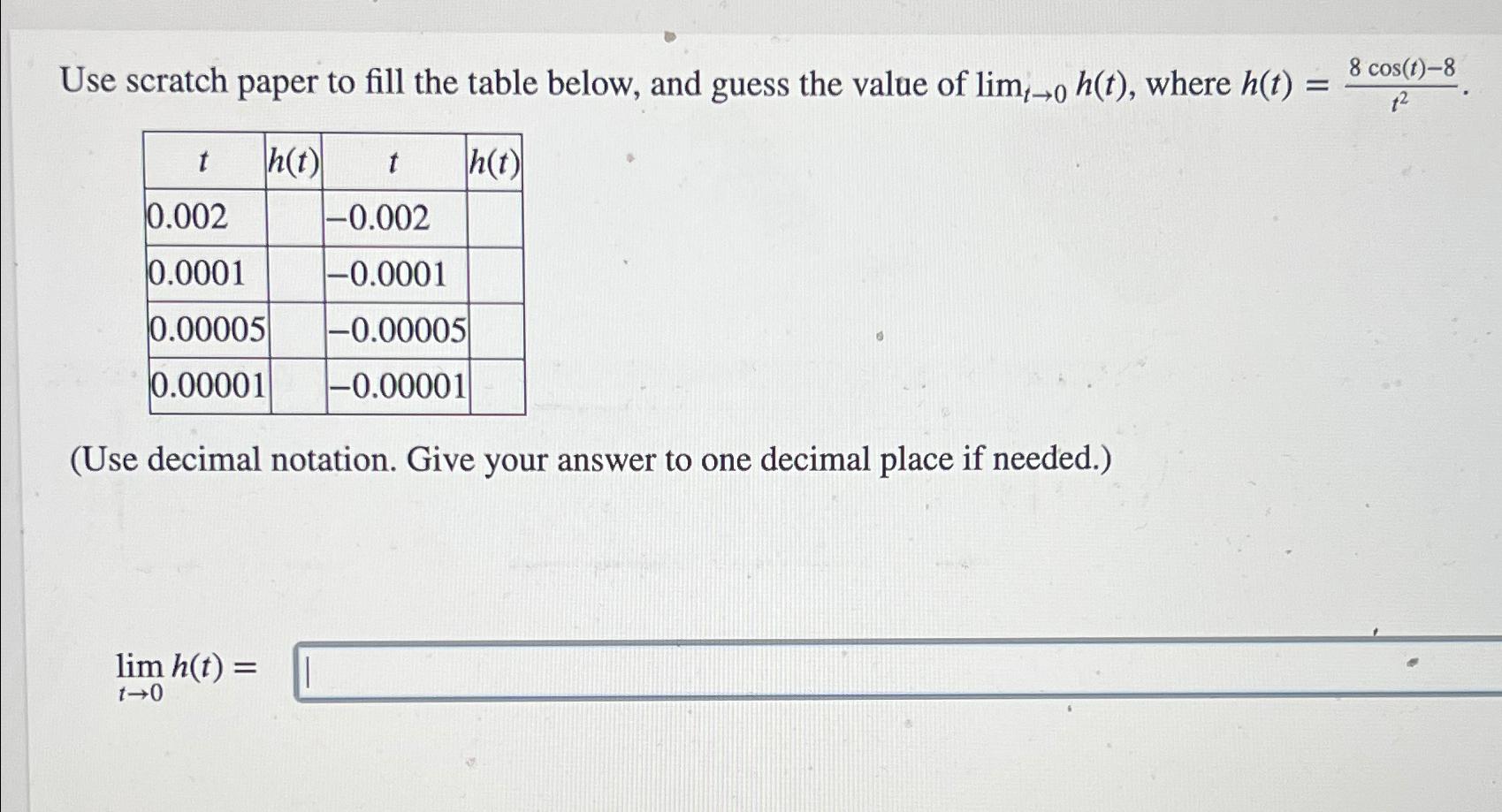 Solved Use scratch paper to fill the table below, and guess | Chegg.com