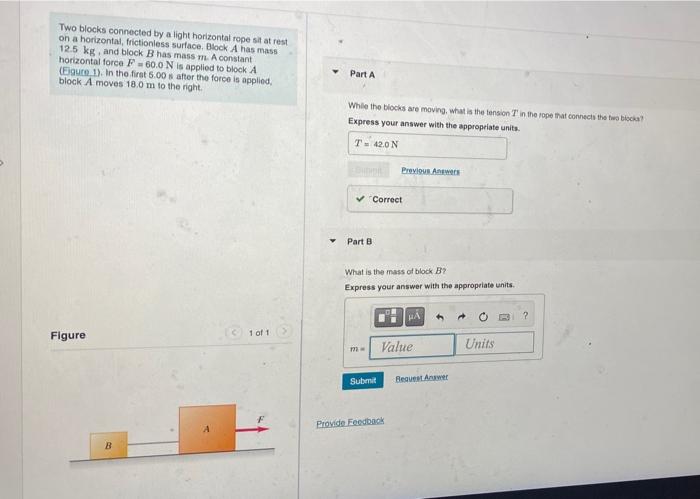 Solved Two blocks connected by a light horizontal rope sit | Chegg.com