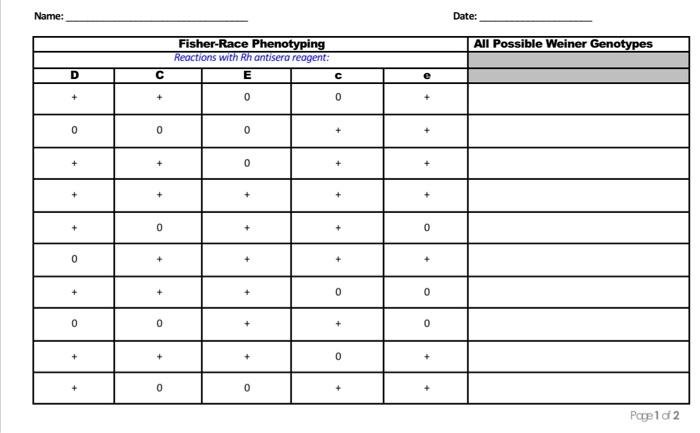 Solved Based on the following Fisher-Race phenotypes, list | Chegg.com
