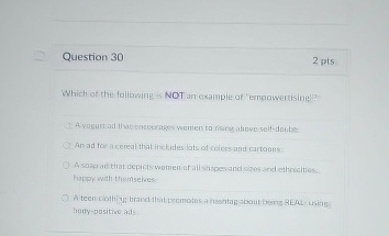 Solved Question 30Which of the fallowing is NOT an example | Chegg.com