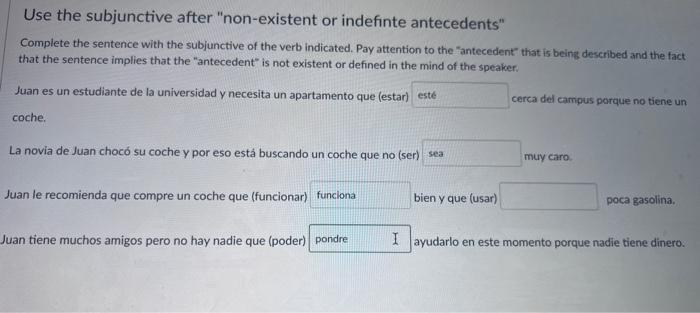 Use the subjunctive after "non-existent or indefinte | Chegg.com