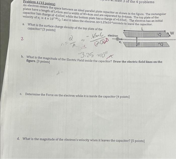 Solved Problem 4 (15 points) An electron enters the space | Chegg.com