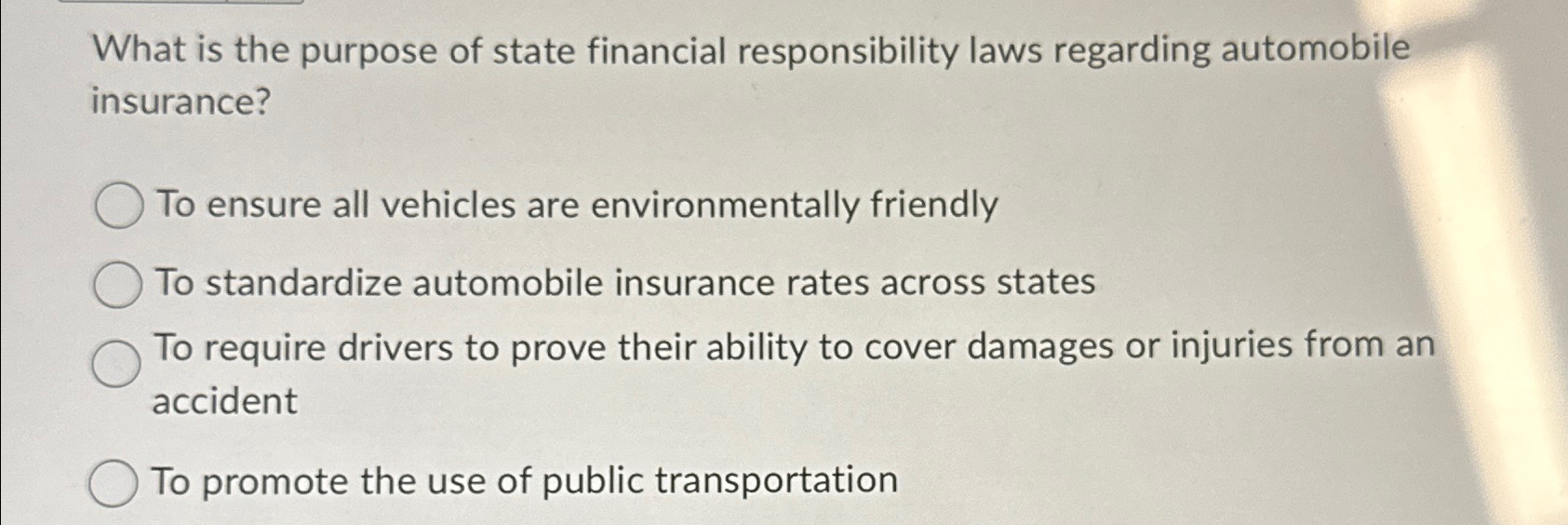 Solved What is the purpose of state financial responsibility | Chegg.com