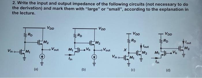 Solved 2. Write the input and output impedance of the | Chegg.com