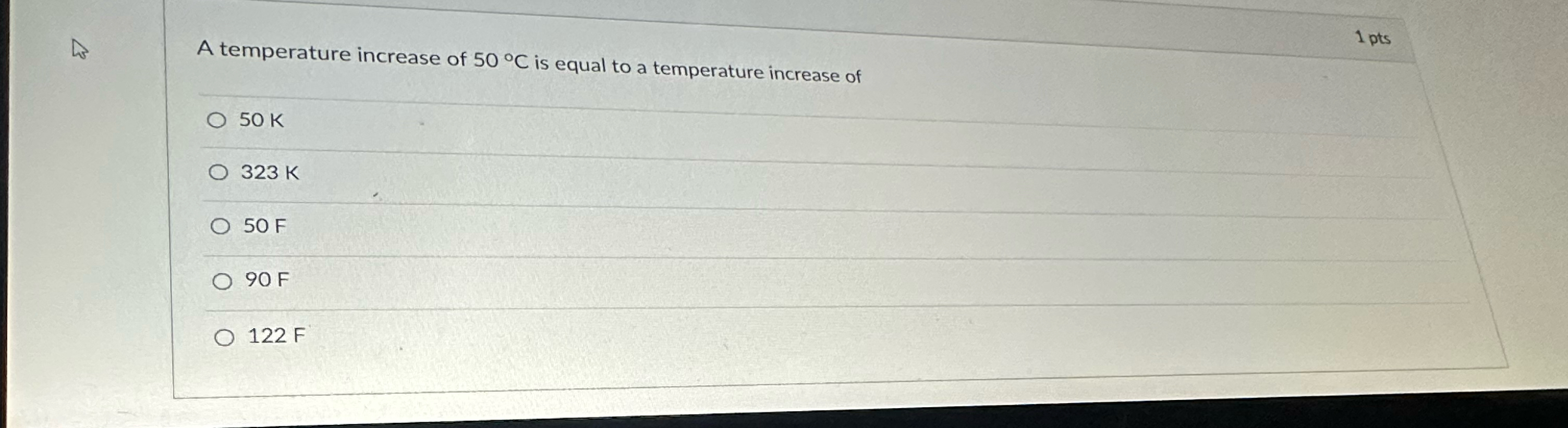 Solved A temperature increase of 50°C ﻿is equal to a | Chegg.com