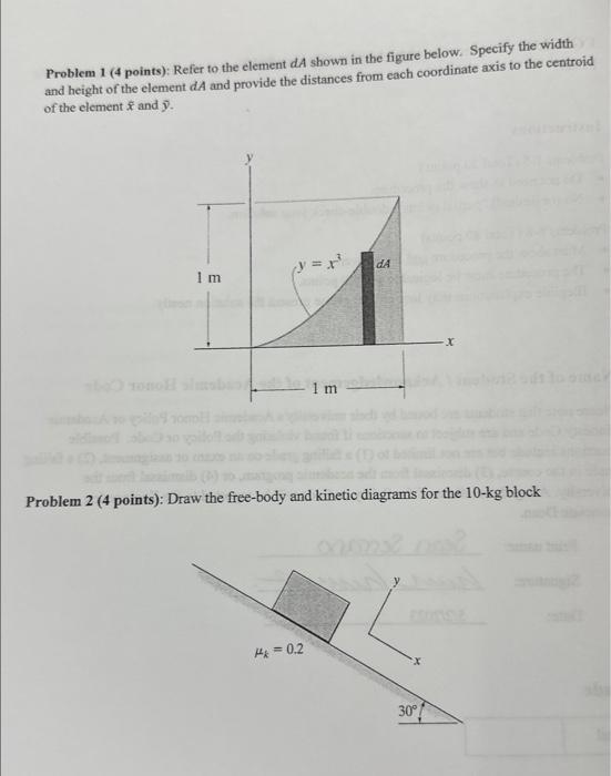 Solved Problem 1 (4 points): Refer to the element dA shown | Chegg.com