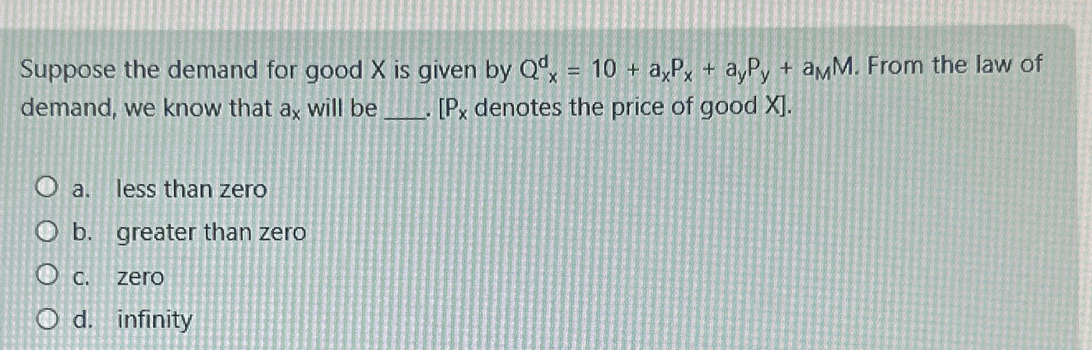 Solved Suppose the demand for good x ﻿is given by | Chegg.com