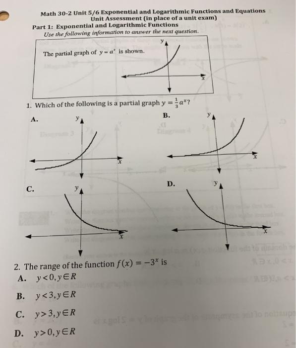Solved Math 30 2 Unit 5 6 Exponential And Logarithmic Chegg