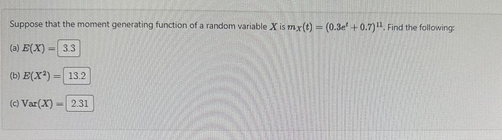 Solved Suppose that the moment generating function of a | Chegg.com