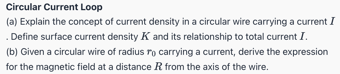 Solved Circular Current Loop(a) ﻿Explain the concept of | Chegg.com