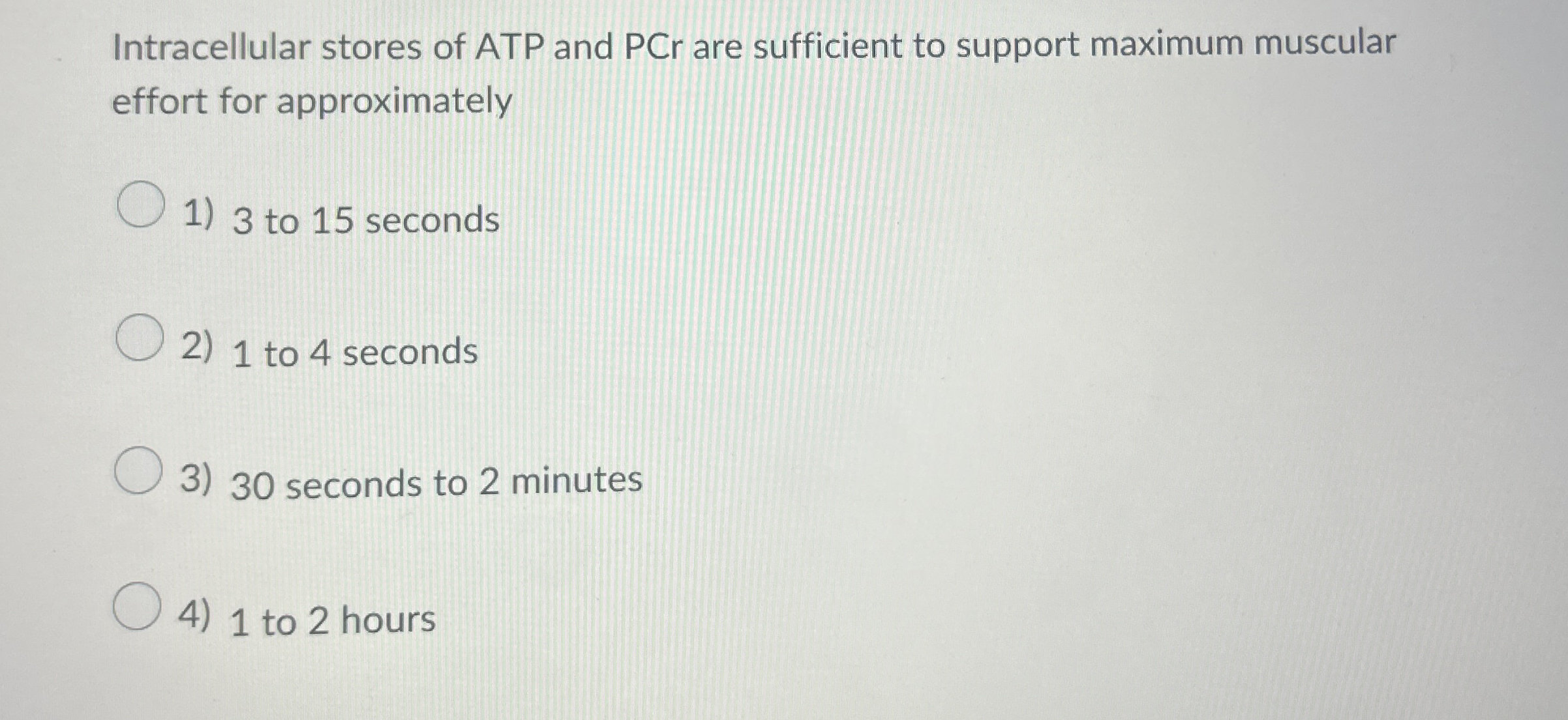 Solved Intracellular stores of ATP and PCr are sufficient to | Chegg.com