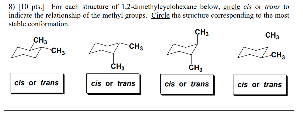 Solved 8) [10 ﻿pts.] ﻿For each structure of | Chegg.com