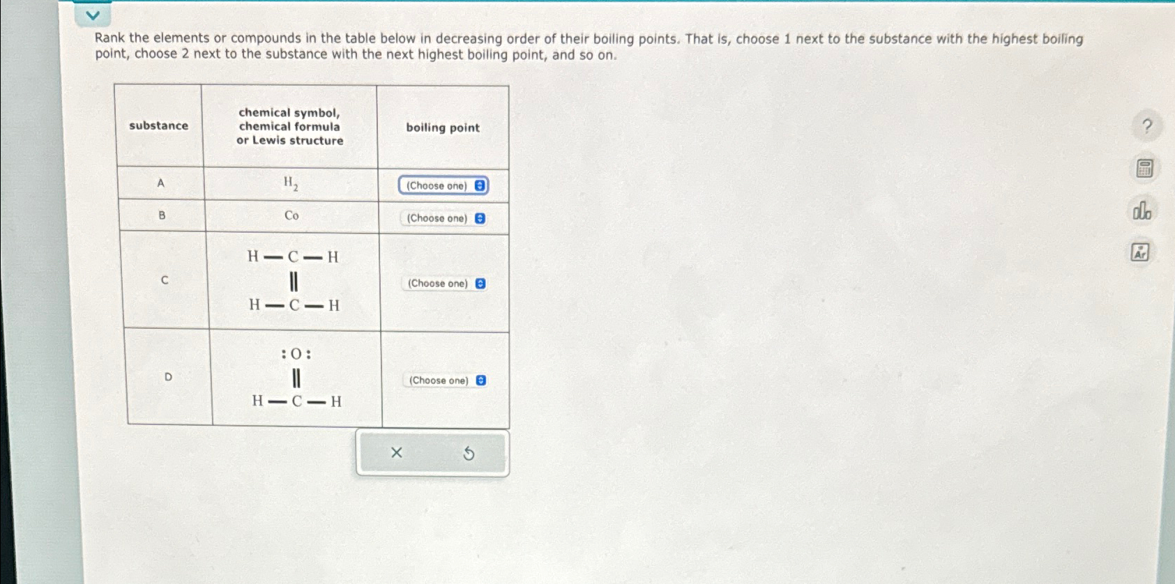 Solved Rank the elements or compounds in the table below in | Chegg.com