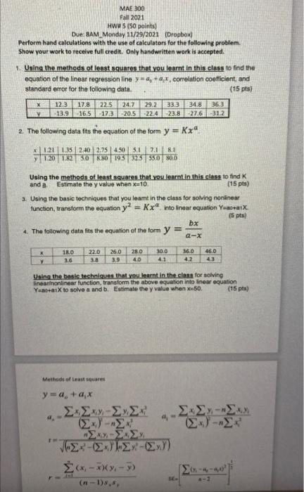 Solved MAE 300 Fall 2021 HW# 5 (50 points) Due: 8AM Monday | Chegg.com