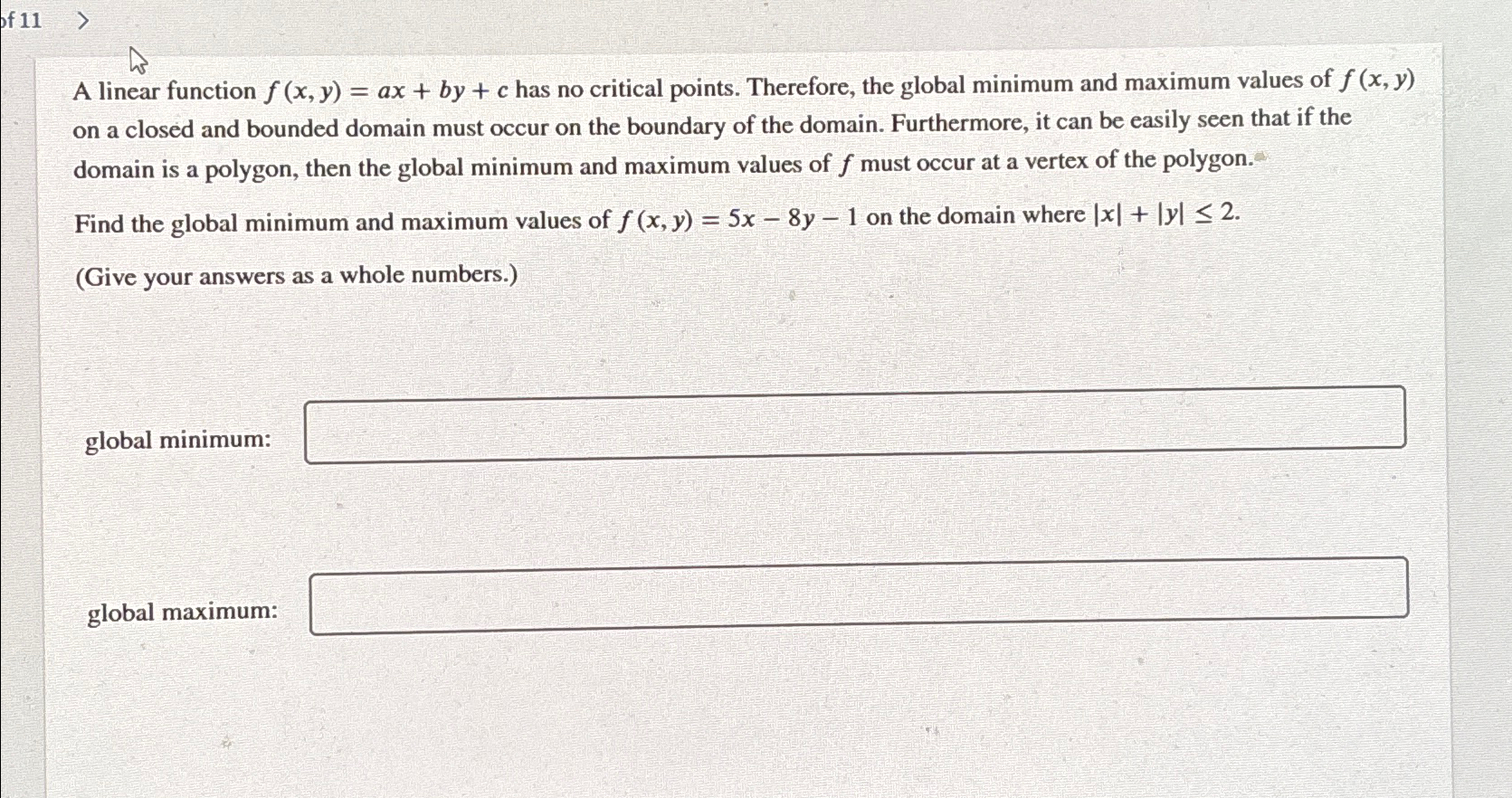 Solved A linear function f(x,y)=ax+by+c ﻿has no critical | Chegg.com