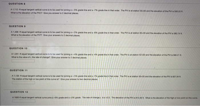 Solved QUESTION B A1.112 goala gent vertical curve is to be | Chegg.com