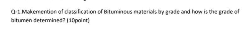 Solved Q-1. Makemention of classification of Bituminous | Chegg.com