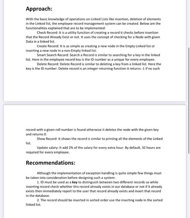 Solved 1 of 2 Employee record management system using linked | Chegg.com