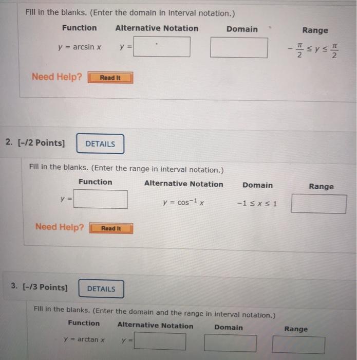 Solved Fill in the blanks. (Enter the domain in interval | Chegg.com