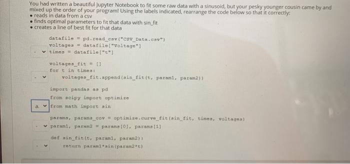 Solved You had written a beautiful Jupyter Notebook to fit | Chegg.com