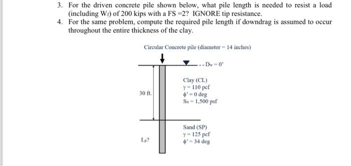 Solved 3. For the driven concrete pile shown below, what | Chegg.com