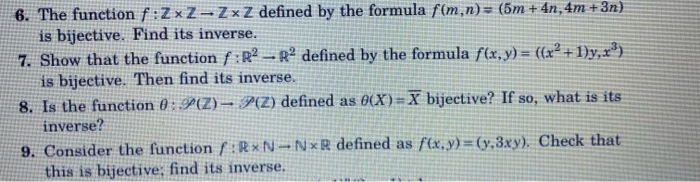 Solved 6. The function f :Z Z -ZxZ defined by the formula | Chegg.com