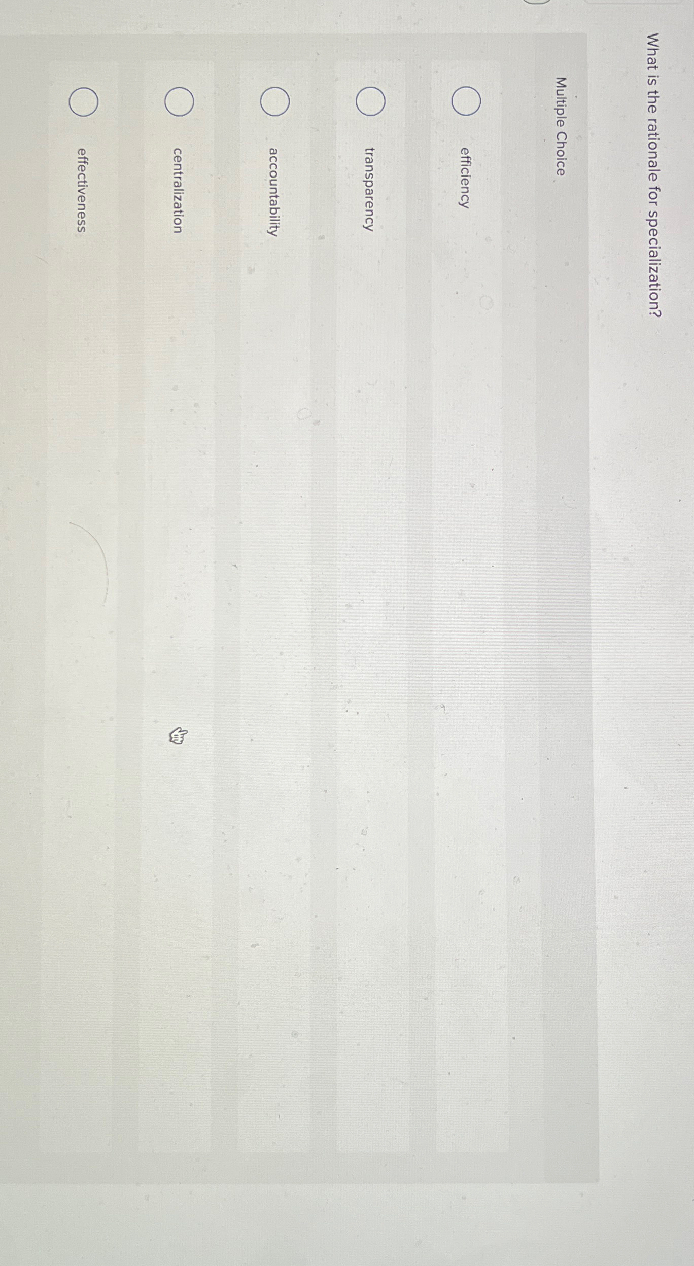 Solved What is the rationale for specialization?Multiple | Chegg.com