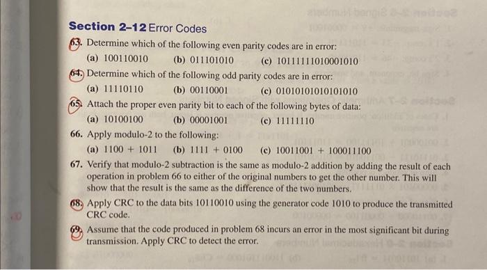 Solved 63. Determine which of the following even parity | Chegg.com