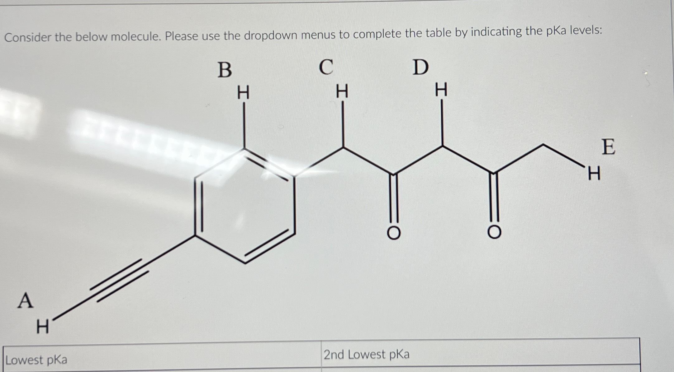 Solved Consider the below molecule. Please use the dropdown | Chegg.com