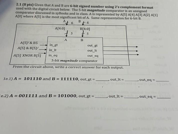 Solved 2.1 ( 8 pts) Given that A and B are 6-bit signed | Chegg.com