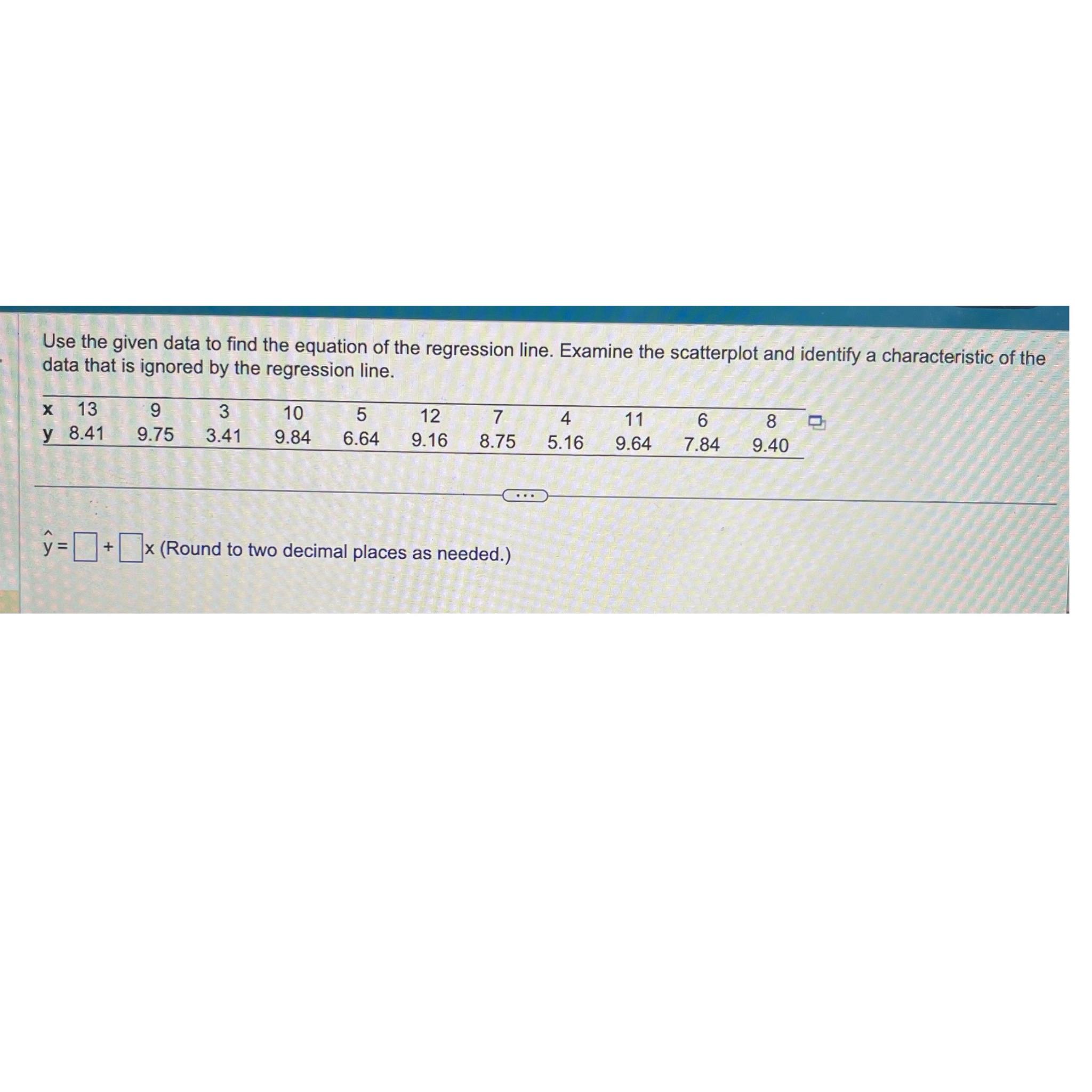 Solved Use the given data to find the equation of the | Chegg.com