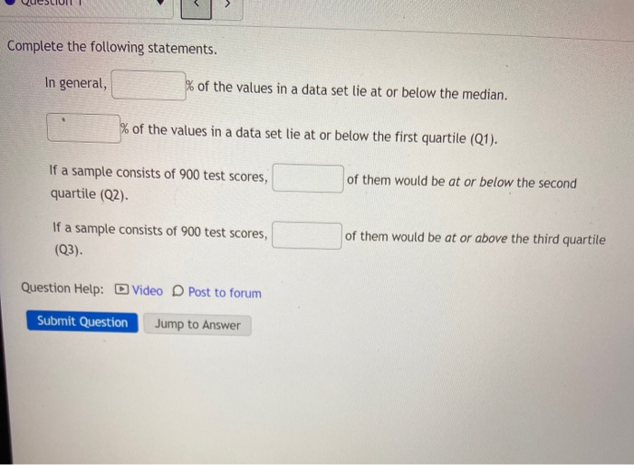 Solved Complete the following statements. In general, % of | Chegg.com