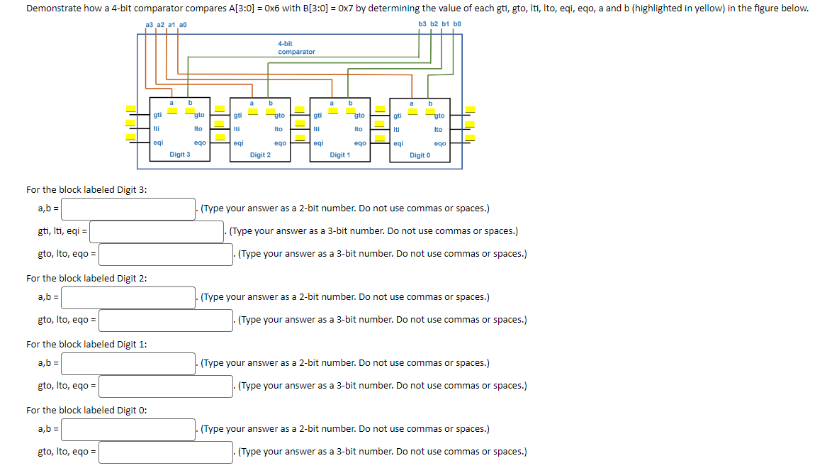 Solved Demonstrate how a 4-bit comparator compares | Chegg.com
