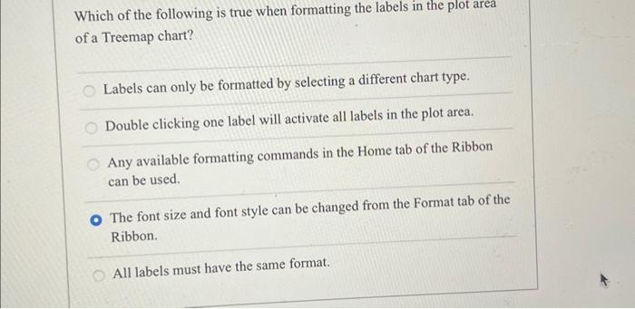 Solved Which of the following is true when formatting the | Chegg.com
