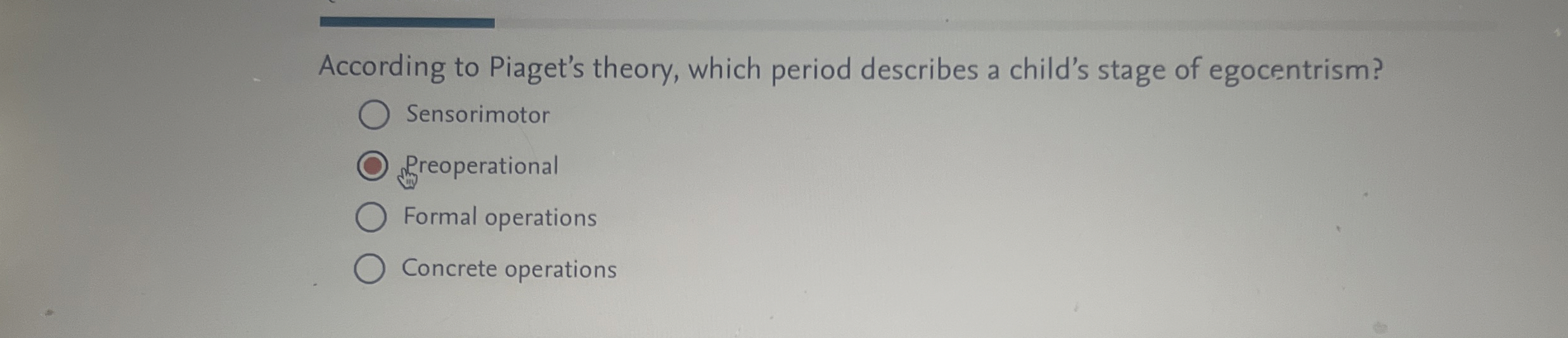 Solved According to Piaget's theory, which period describes | Chegg.com