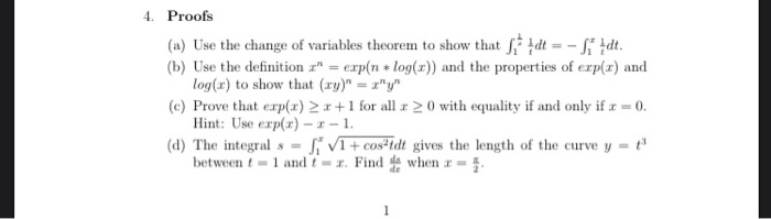 Solved 4. Proofs (a) Use the change of variables theorem to | Chegg.com