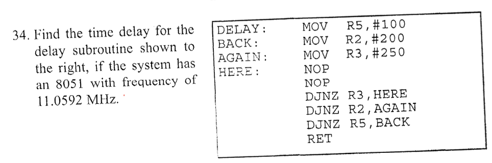 Solved Find the time delay for the delay subroutine shown to | Chegg.com