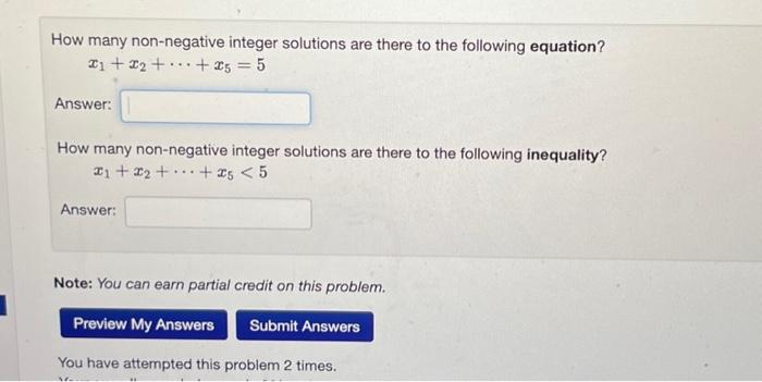 Solved How many non-negative integer solutions are there to | Chegg.com