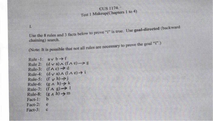 Solved CUS 1174 Test 1 Makeup(Chapters 1 to 4) 1. Use the 8 | Chegg.com