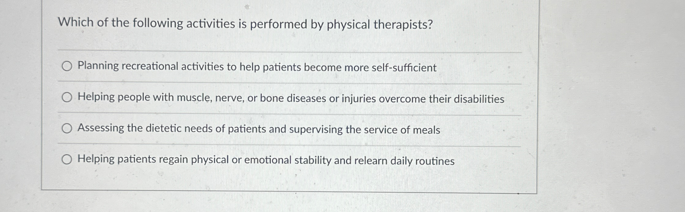 Solved Which of the following activities is performed by | Chegg.com