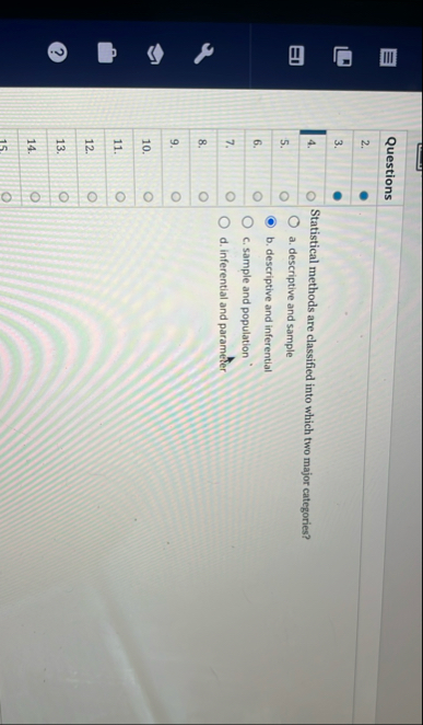 Solved Questions2.3.4. ﻿Statistical methods are classified | Chegg.com