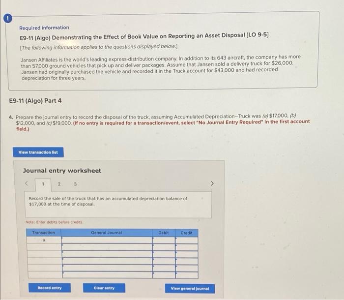 Solved Required information E9-11 (Algo) Demonstrating the | Chegg.com