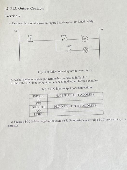 Solved 1.2 PLC Output Contacts Exercise 3 a. Examine the | Chegg.com