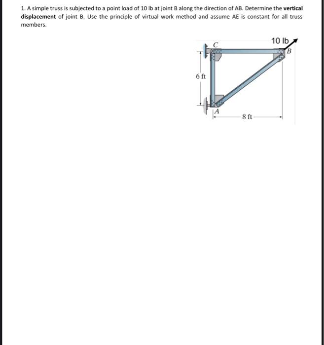 Solved 1. A simple truss is subjected to a point load of | Chegg.com