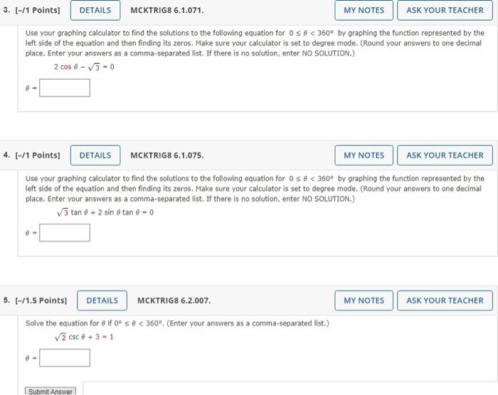 Solved 3. [-/1 Points] DETAILS MCKTRIG8 6.1.071. MY NOTES | Chegg.com